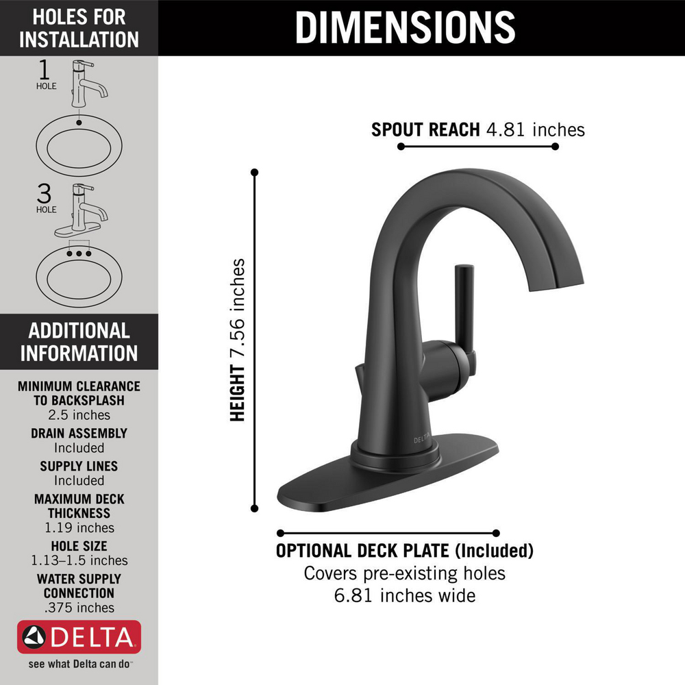 Single Handle Centerset Faucet 15891LF-BL | Delta Faucet