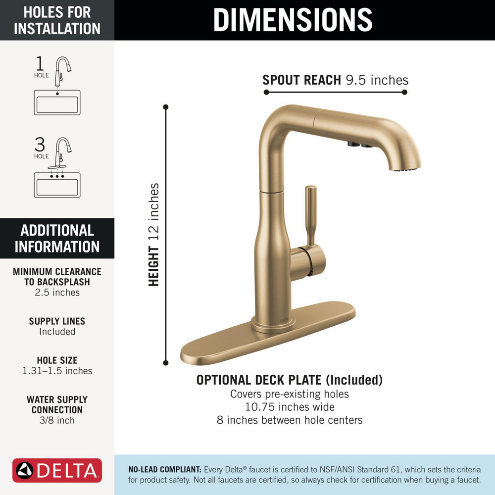 Single Handle Pull-Out Kitchen Faucet 16943-CZ-DST | Delta Faucet