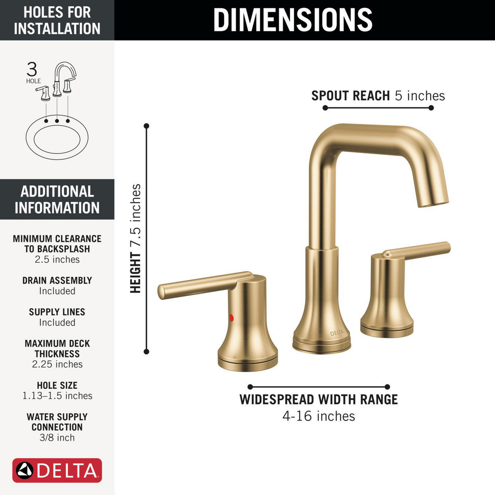 Two Handle Widespread Bathroom Faucet 3554-CZMPU-DST | Delta Faucet