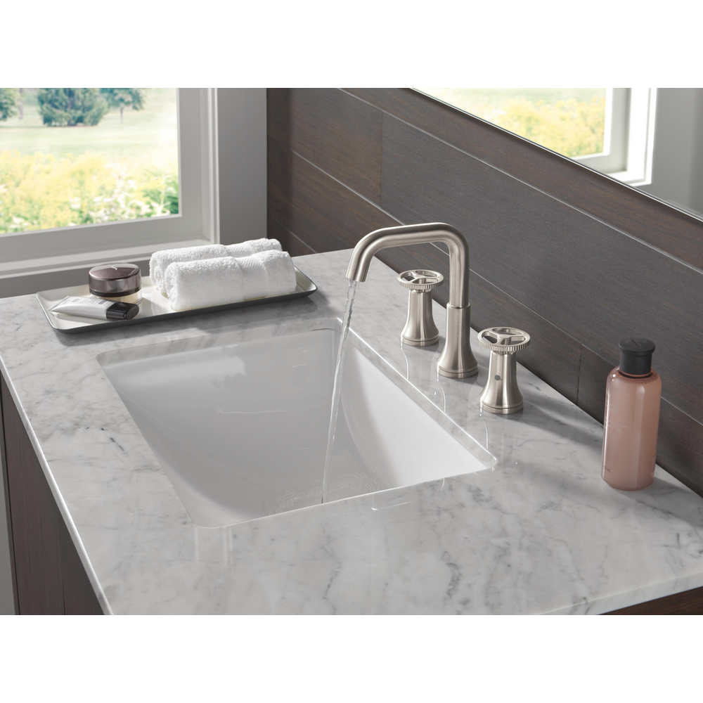 Two Handle Widespread Bathroom Faucet 35547-SSMPU-DST | Delta Faucet