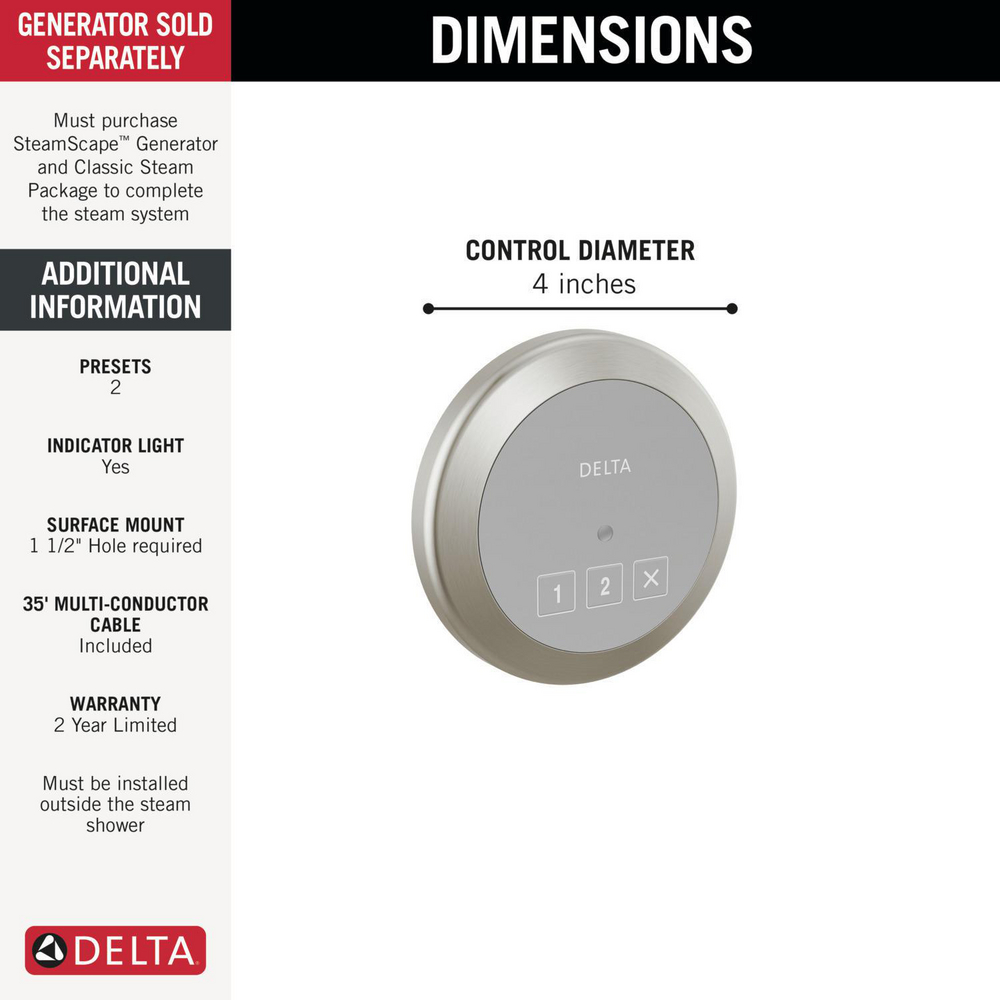 Round Exterior Steam Control 5CN-220R-SS-PR | Delta Faucet