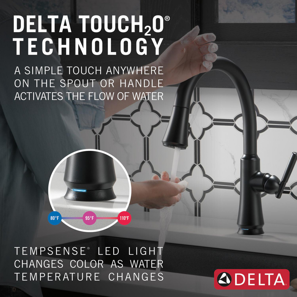 Single Handle Pull-Down Kitchen Faucet with Touch2O Technology 9179T-BL ...