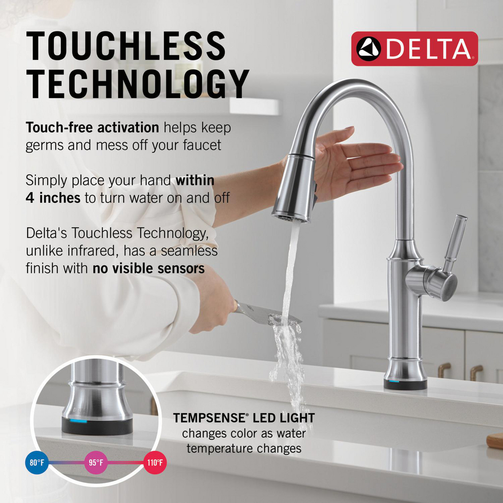 Touch2O Kitchen Faucet with Touchless Technology 9184TL-AR-PR-DST ...