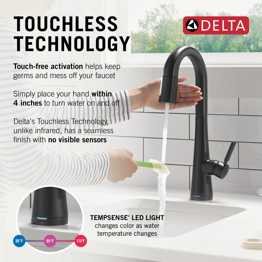 Monrovia Tocuhless Bar Pulldown BL 9991TL-BL-DST | Delta Faucet