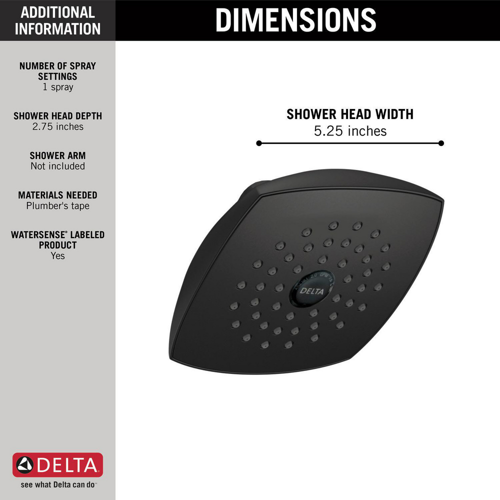Raincan Single-Setting Touch-Clean Shower Head RP64859BL | Delta Faucet