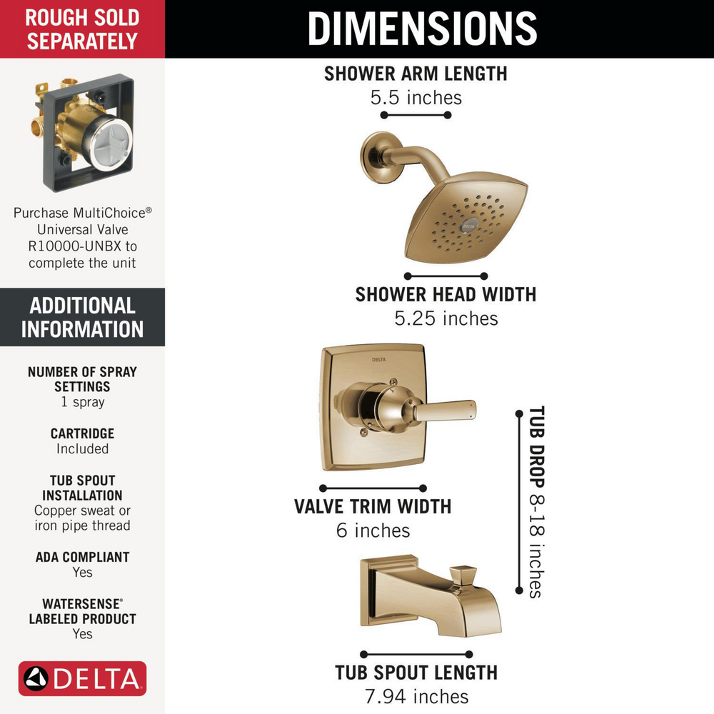 Tub/Shower Trim T14464-CZ | Delta Faucet