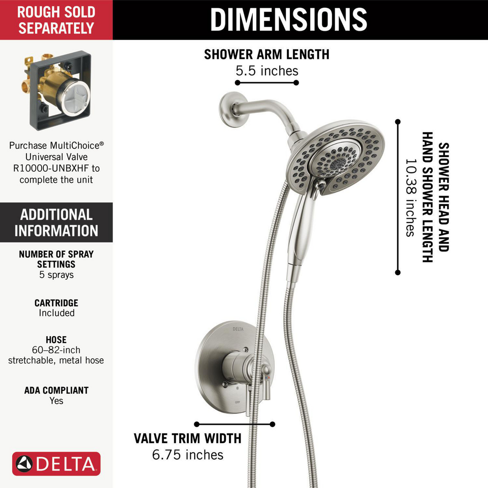 Monitor 17 Series Shower Trim with In2ition T17235-SS-I | Delta Faucet