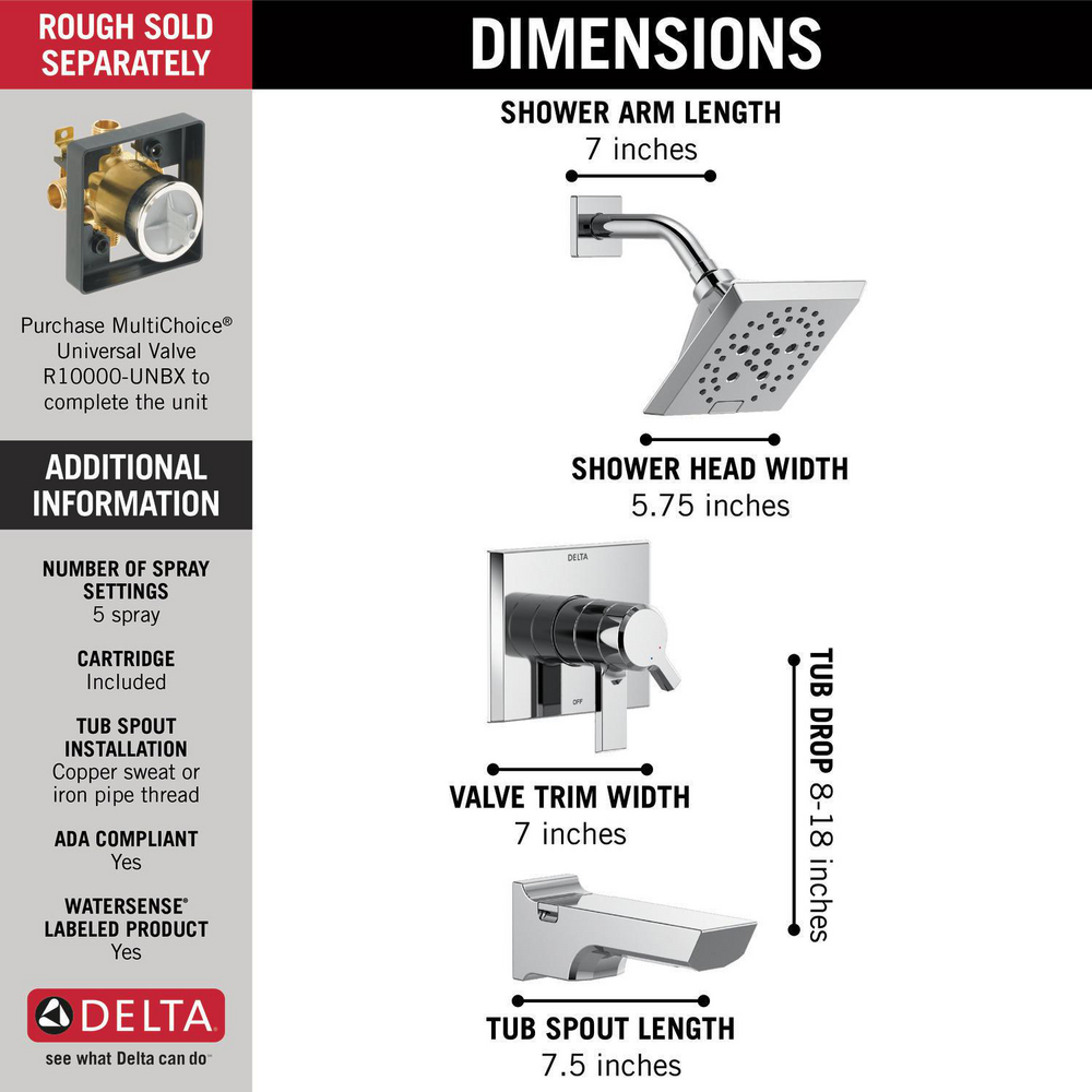 Monitor 17 Series H2Okinetic Tub and Shower Trim T17499 | Delta Faucet