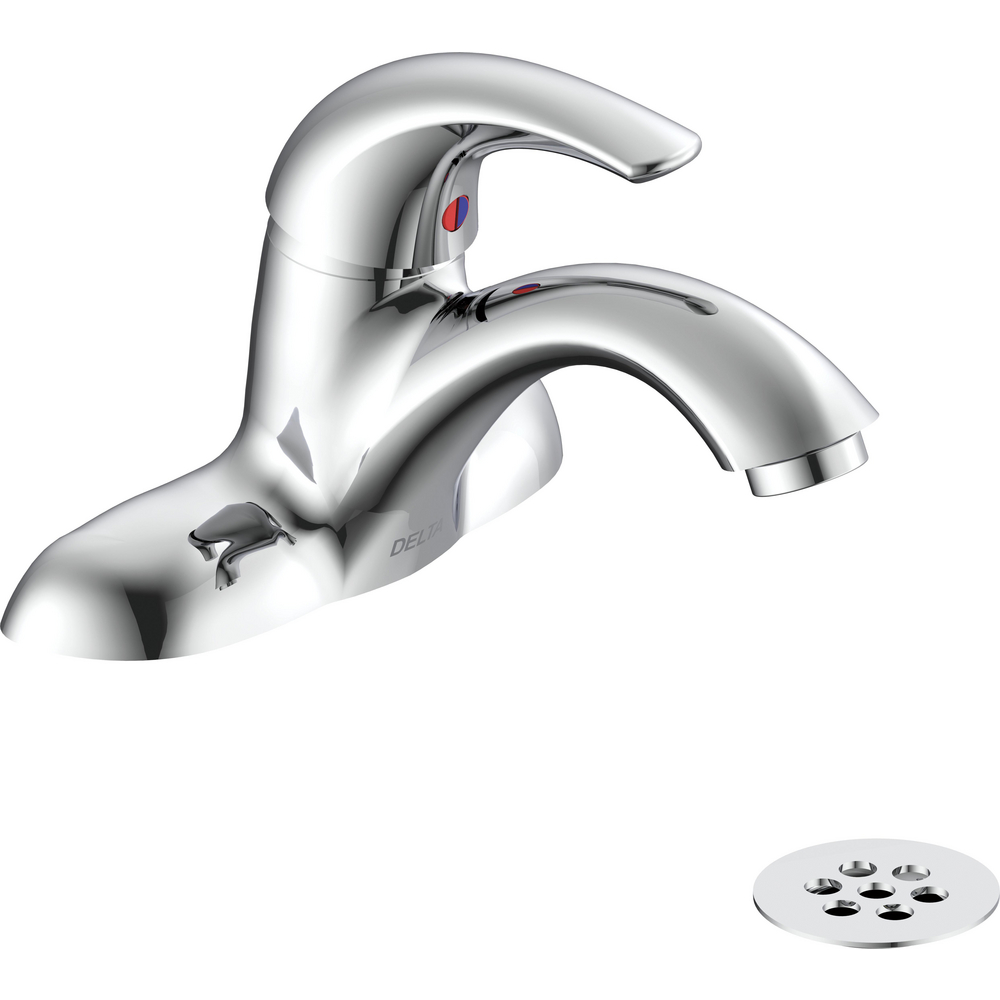 Single-Handle Centerset Lavatory Faucet with Offset Grid Strainer ...