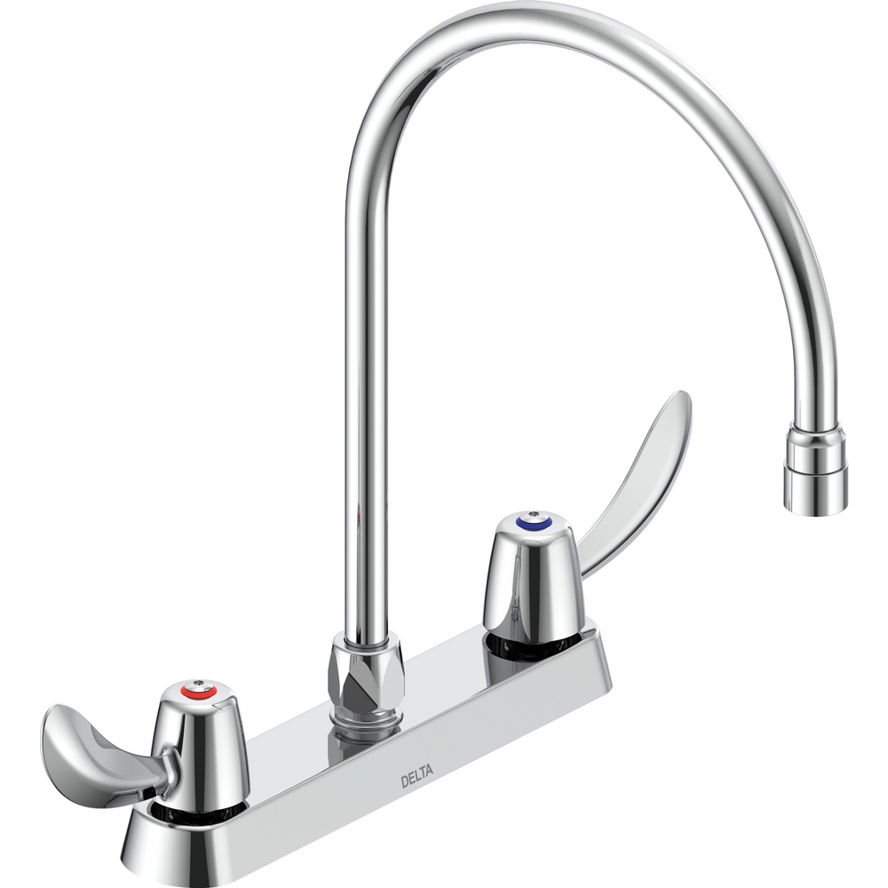 Two-Handle Deck-Mount Sink Faucet with Gooseneck Spout 26C3932-R7 ...