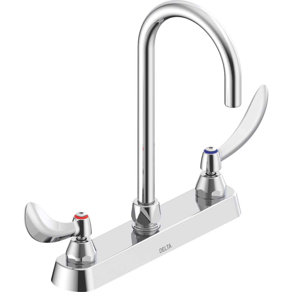 Two-Handle Deck-Mount Sink Faucet with Gooseneck Spout 26C3964-R2 ...