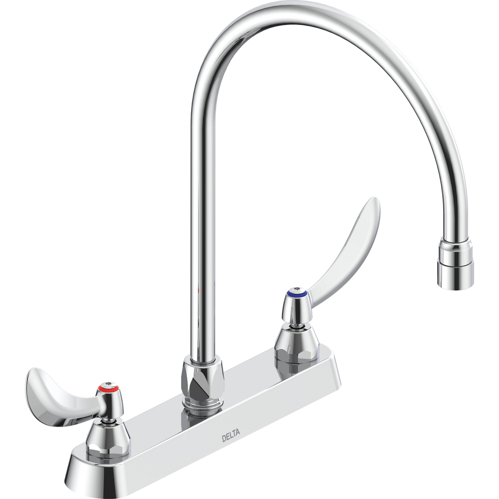 Two-Handle Deck-Mount Sink Faucet with Gooseneck Spout 26C3984-R7 ...