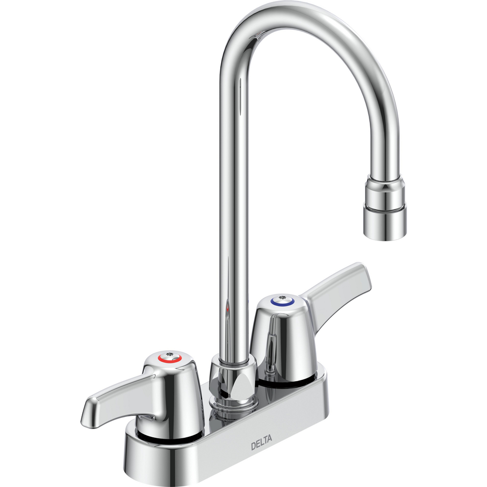 Two-Handle Centerset Deck-Mount Sink Faucet with Gooseneck Spout ...