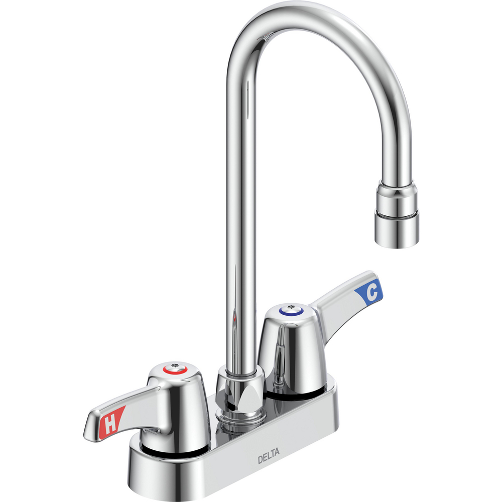 Two-Handle Centerset Deck-Mount Sink Faucet with Gooseneck Spout ...
