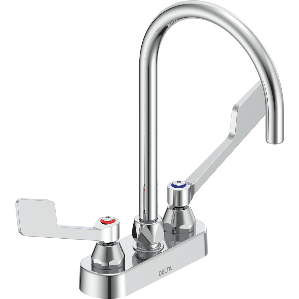 Two-Handle Centerset Deck-Mount Sink Faucet with Gooseneck Spout ...