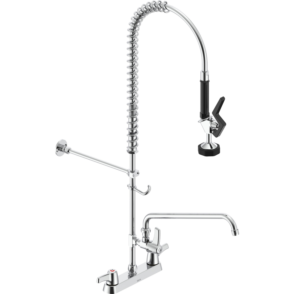 Two-Handle Deck-mount Pre-Rinse Kitchen Faucet with 14" Add-On Faucet ...