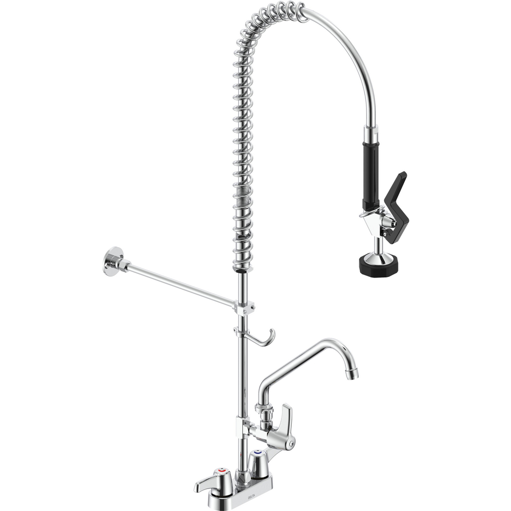 Two-Handle Centreset Deck-mount Pre-Rinse Faucet with 8" Add-On Faucet ...